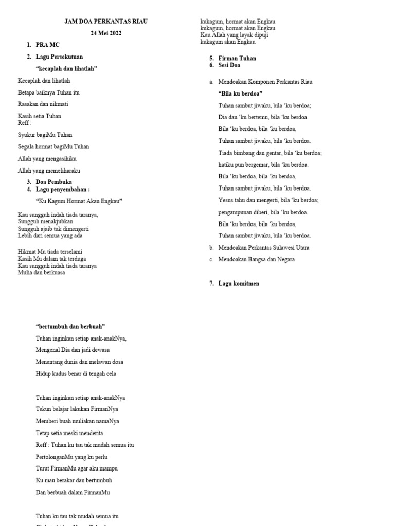 Jam Doa Perkantas BLN 5 | PDF