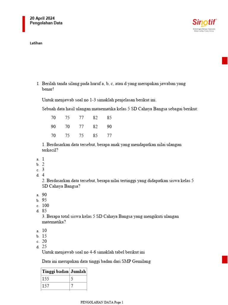 Pengolahan Data Kelas 3 | PDF