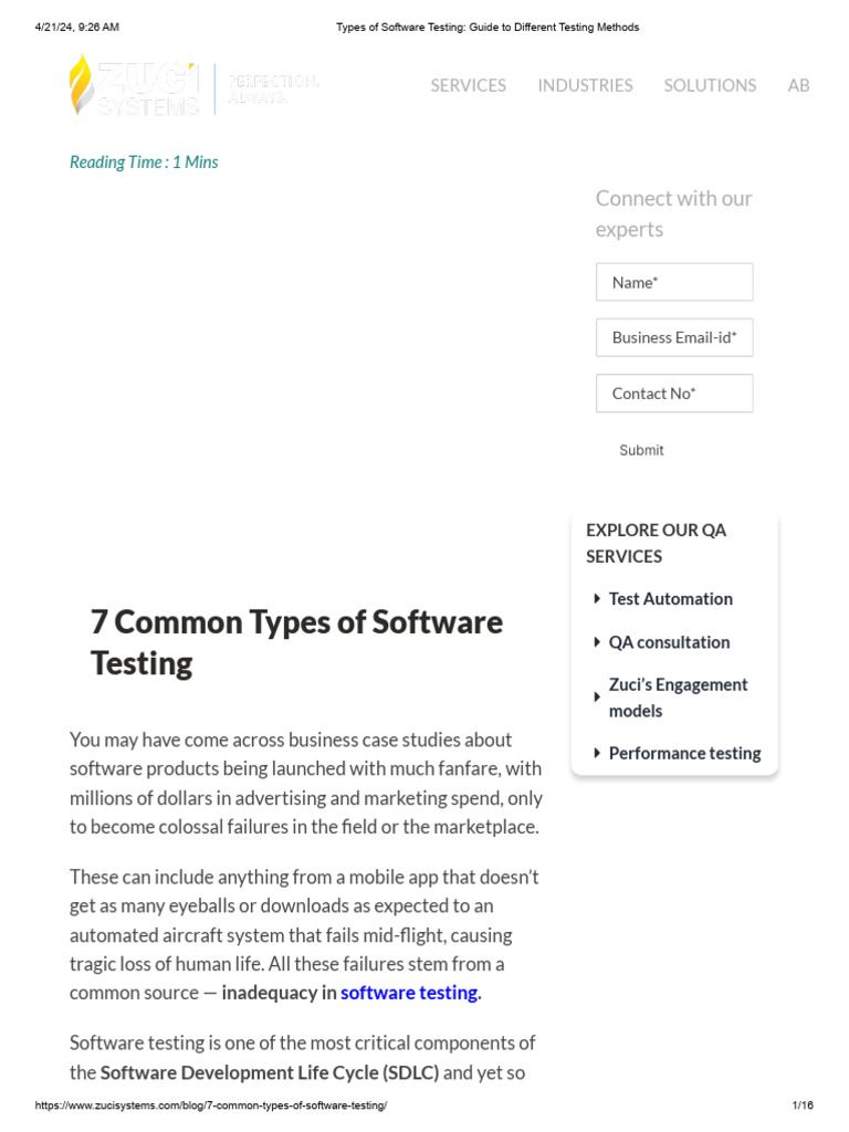 Types of Software Testing - Guide To Different Testing Methods | PDF ... Types of Software Testing - Guide To Different Testing Methods | PDF ...