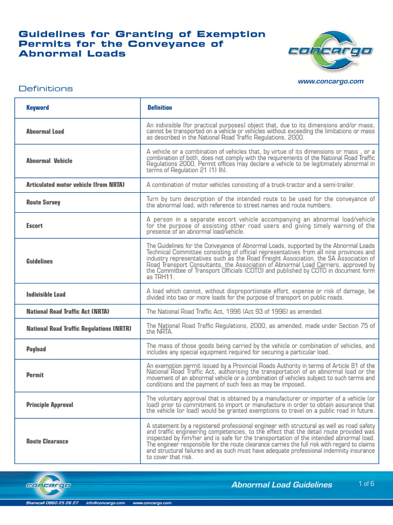Abnormal Load Permit Guidelines | PDF | Semi Trailer Truck | Transport