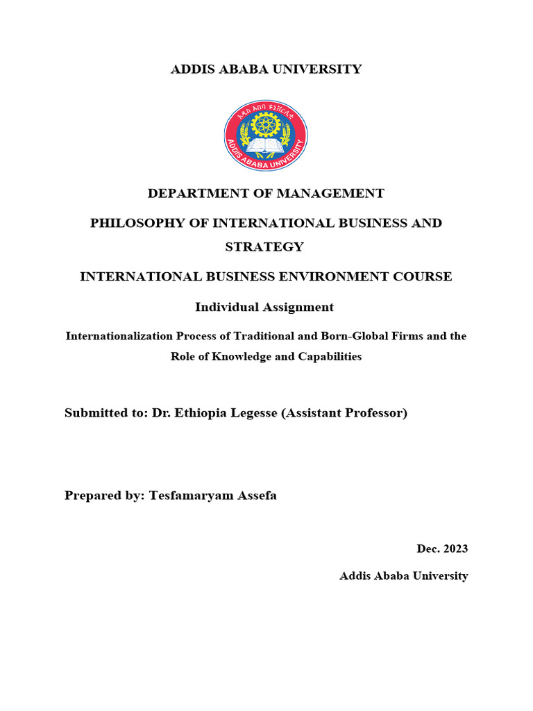 DR Ethiopia 4 Assignment | PDF | Institution | Internationalization