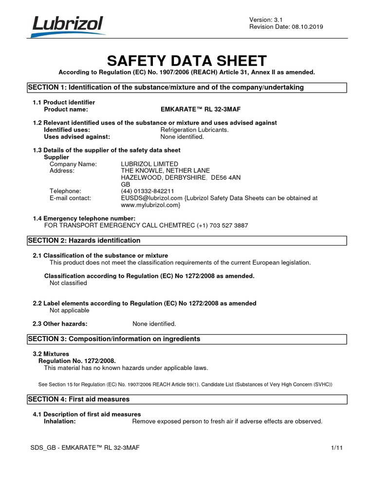 Technical Data Sheet Emkarate RL 32 3MAF En | PDF | Personal Protective ...