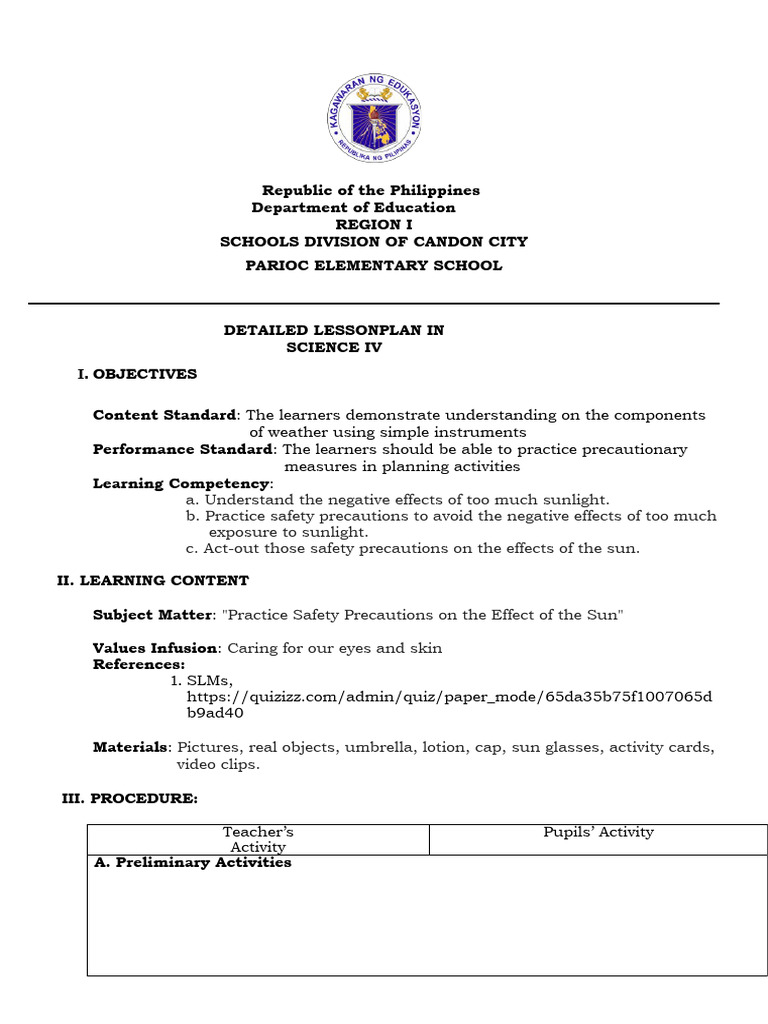 Cot4 - Science - WK5 - Safety Precautions | Download Free PDF ...