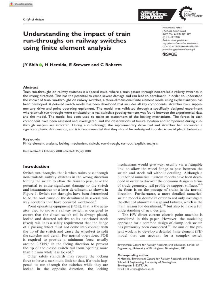 Shih Et Al 2018 Understanding The Impact of Train Run Throughs On ...