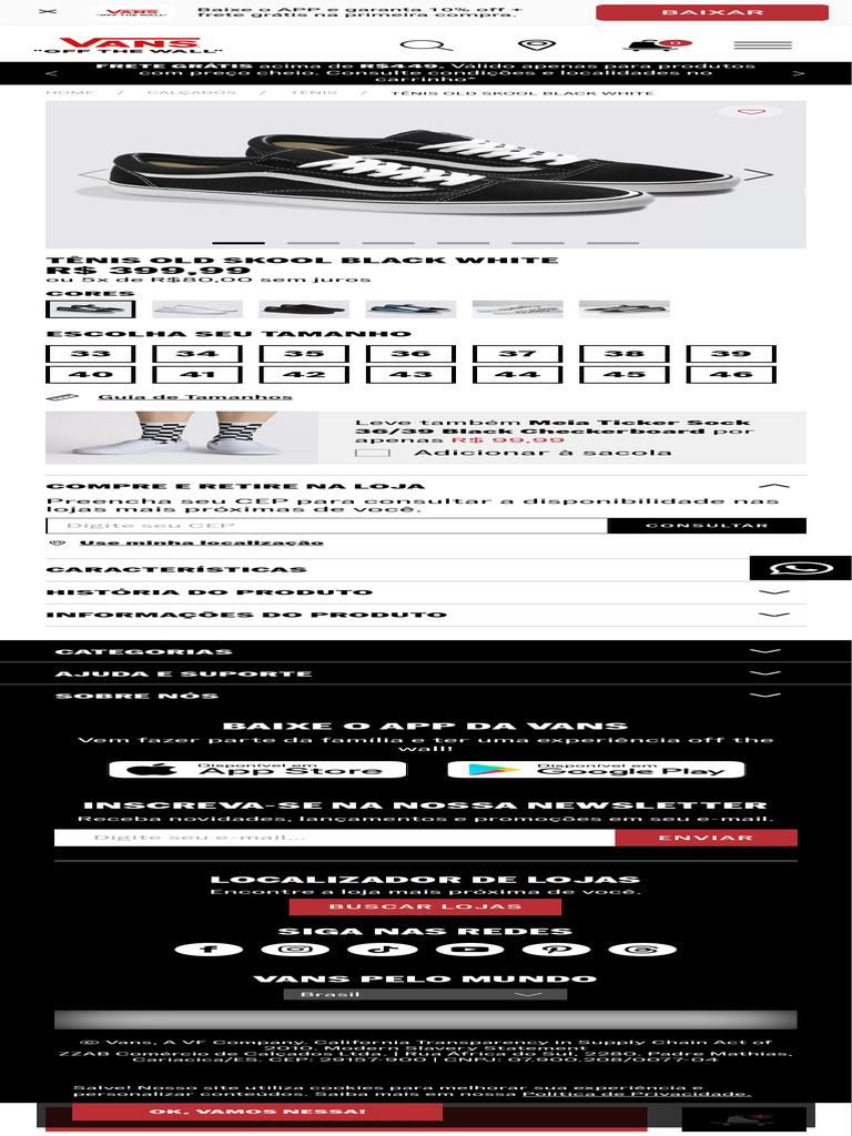 Tênis Old Skool Black White Vans | PDF