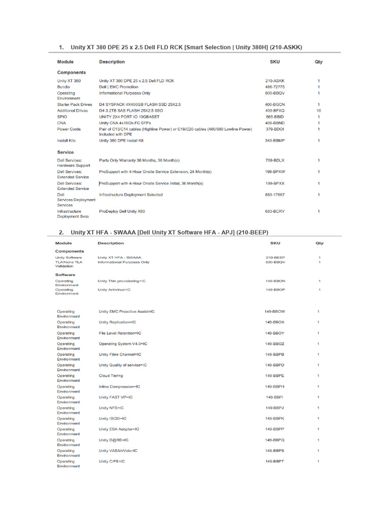 Unity XT 380 DPE 25 X 2 Full Specs | PDF