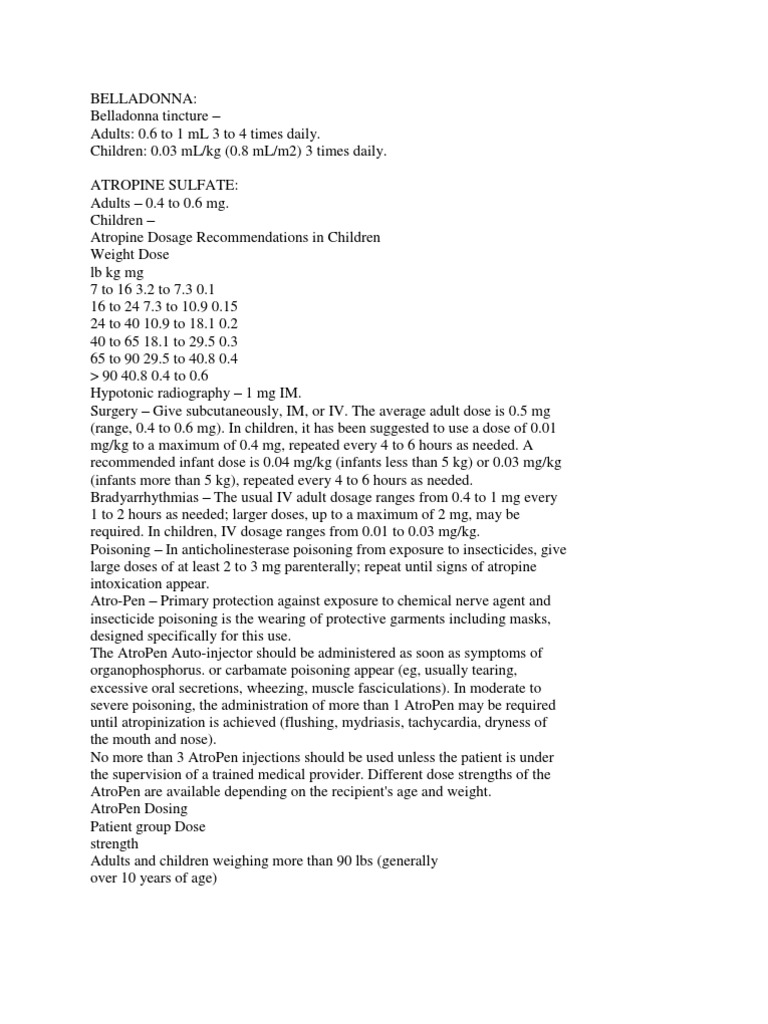 Belladonna | PDF | Dose (Biochemistry) | Chemistry
