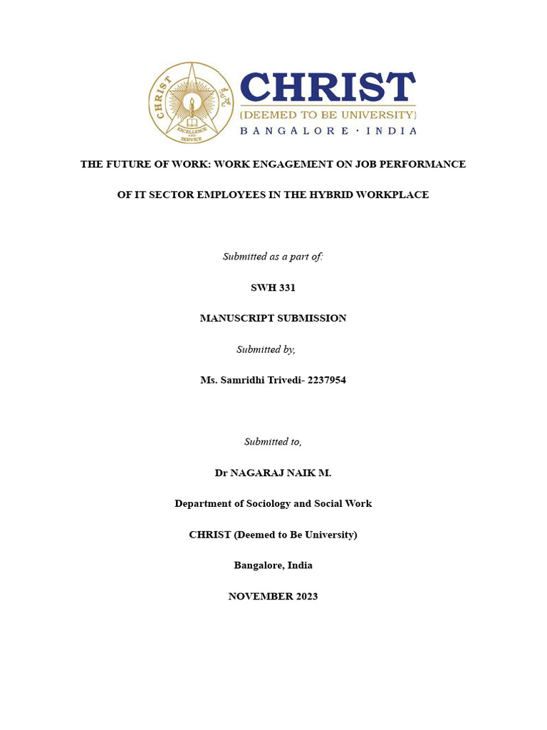 RESEARCH MANUSCRIPT For Viva | PDF | Employment | Job Satisfaction