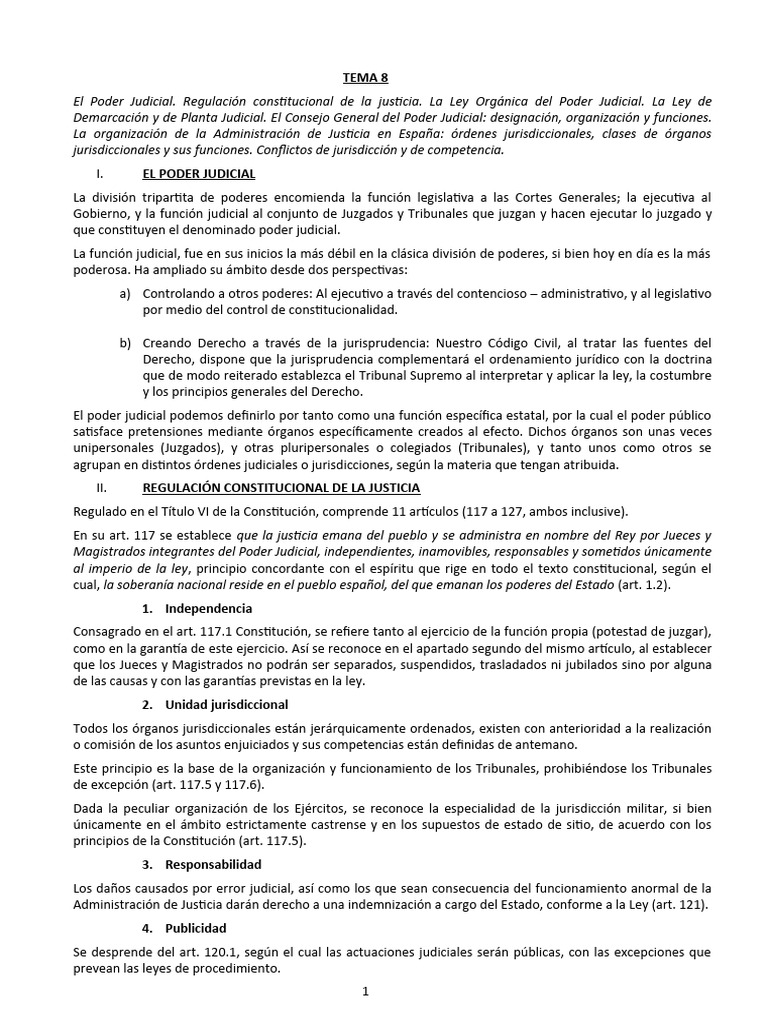 Tema 8 | PDF | Judicaturas | Jurisdicción
