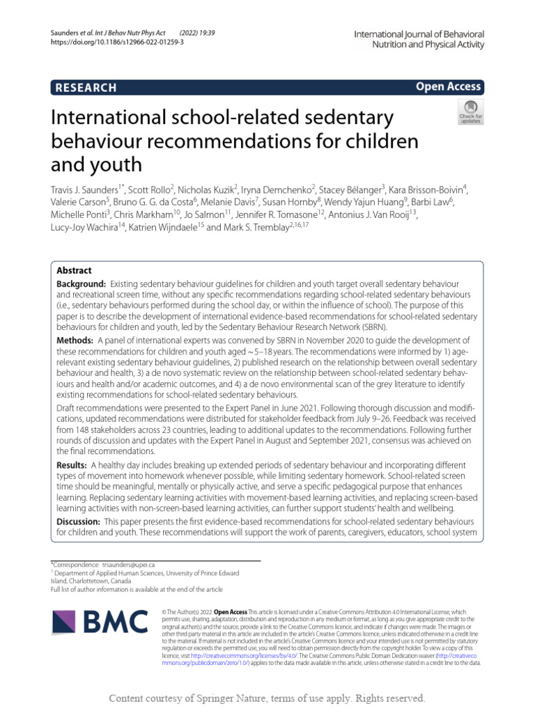 International School-Related Sedentary Behaviour | PDF | Sedentary ...