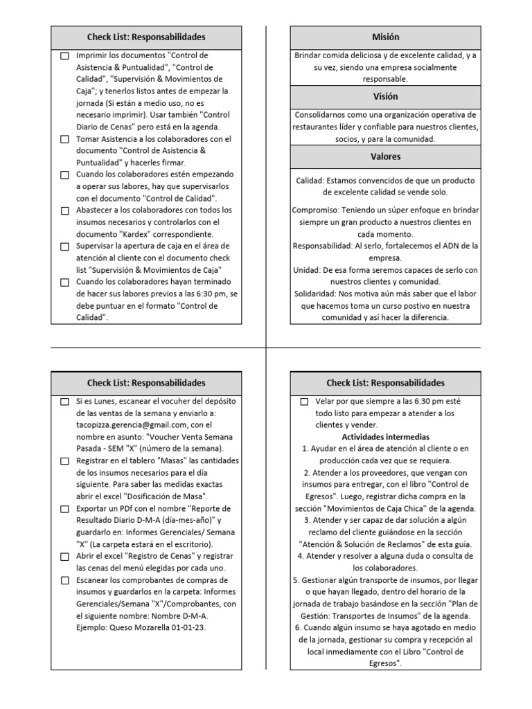 Agenda Del Gerente - Check List Diario | Descargar gratis PDF ...
