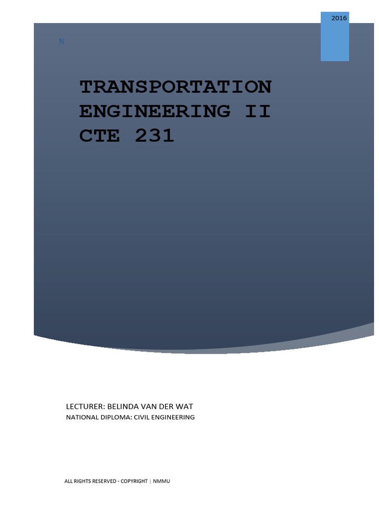 CTE 231 Transport Engineering Full Notes | PDF | Transport | Rail Transport