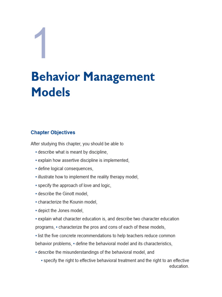 Behavior Management Models Guide | PDF | Disciplines | Teachers