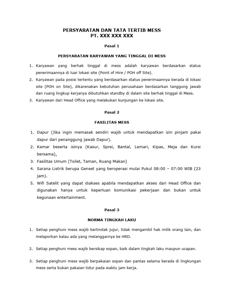 Tata Tertib Mess | PDF