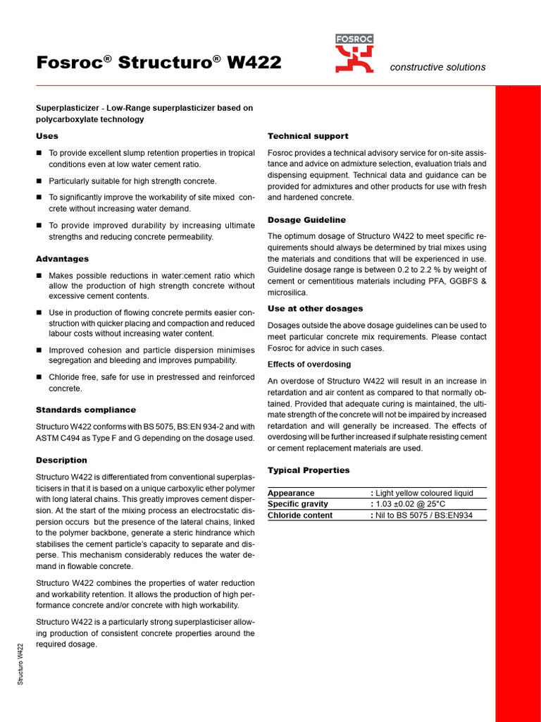 Structuro W422 | Download Free PDF | Concrete | Cement