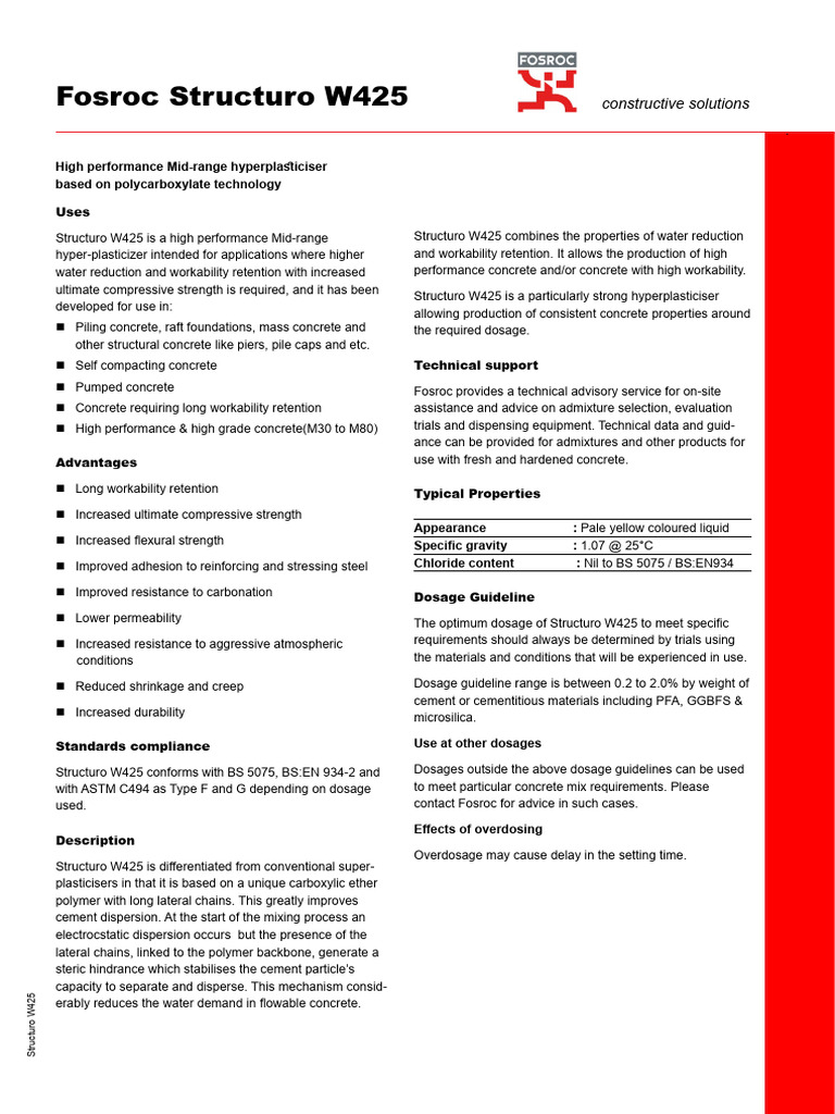 Structuro W425 | PDF | Concrete | United Arab Emirates