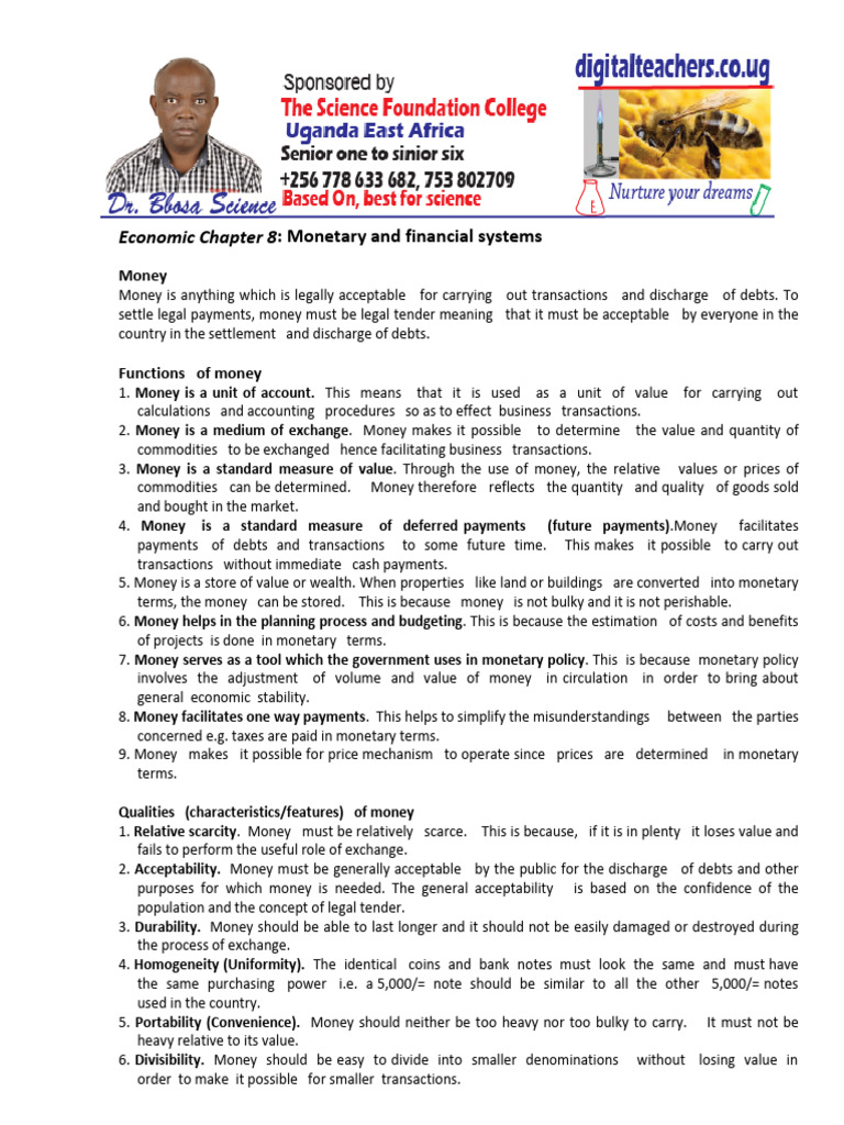 Economic Chapter 8 Monetary | PDF | Money | Interest