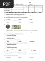 Soal STS Pend. Pancasila Kelas 1 | PDF