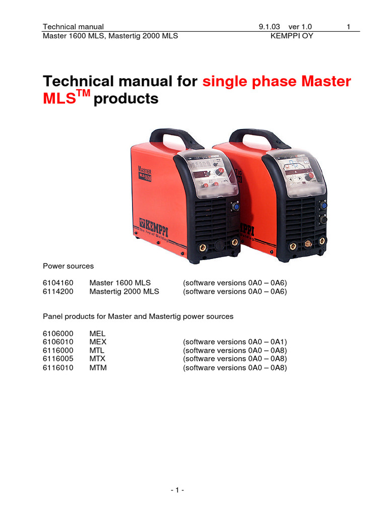 TM 1-phase-MLS V1.0EN | PDF | Electrical Connector | Welding