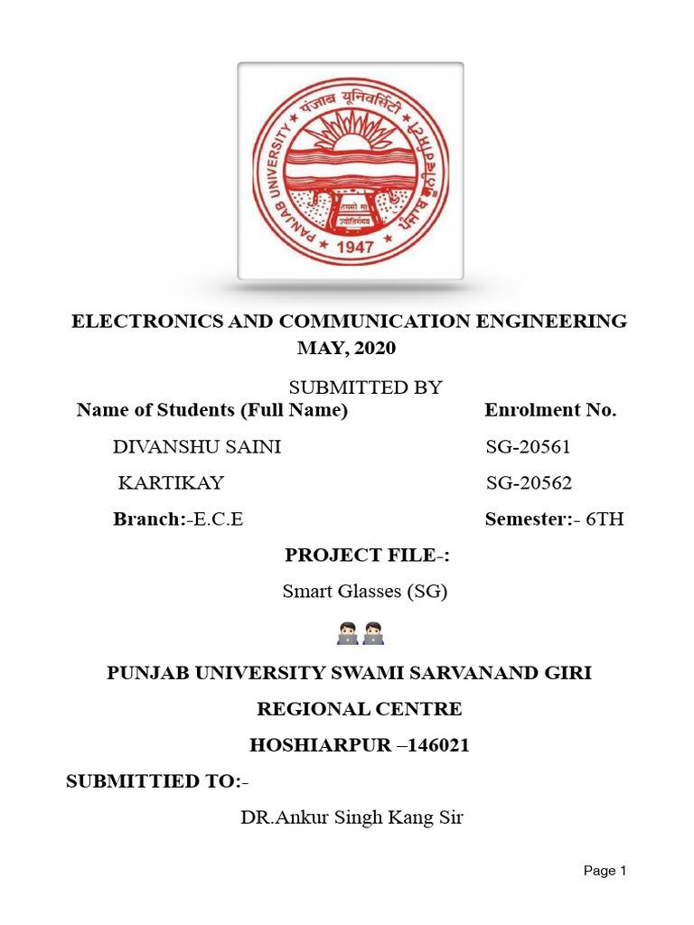 Project Report Smart Glasses | Download Free PDF | Arduino | Computing