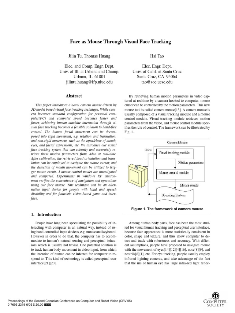 Face As Mouse Through Visual Face Tracking | Download Free PDF | Cursor (User Interface) | User ...