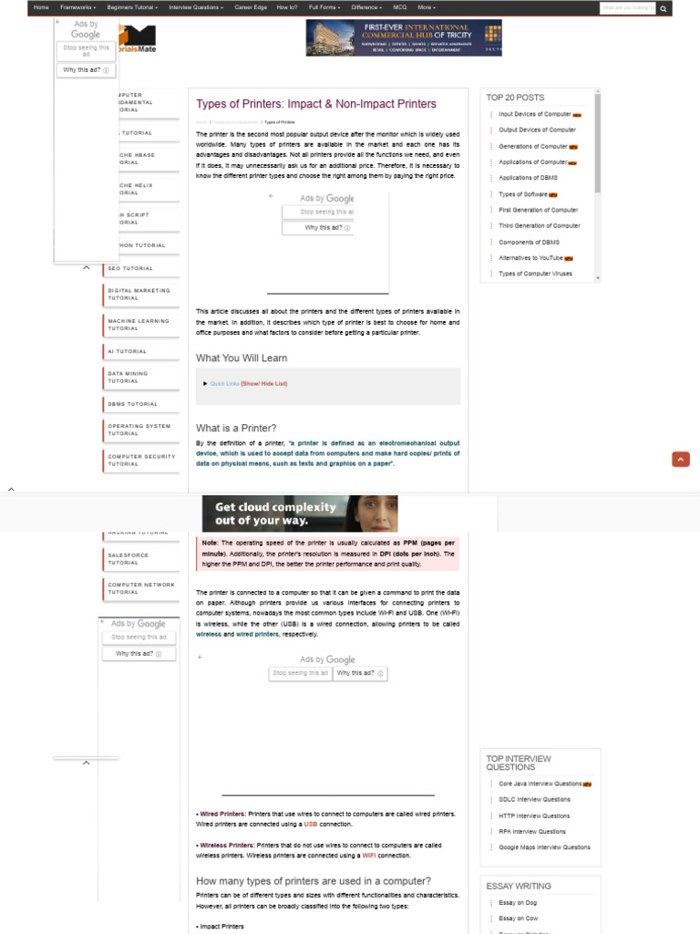 Types of Printers_ Impact & Non-Impact Printers - TutorialsMate | PDF | Printer (Computing ...