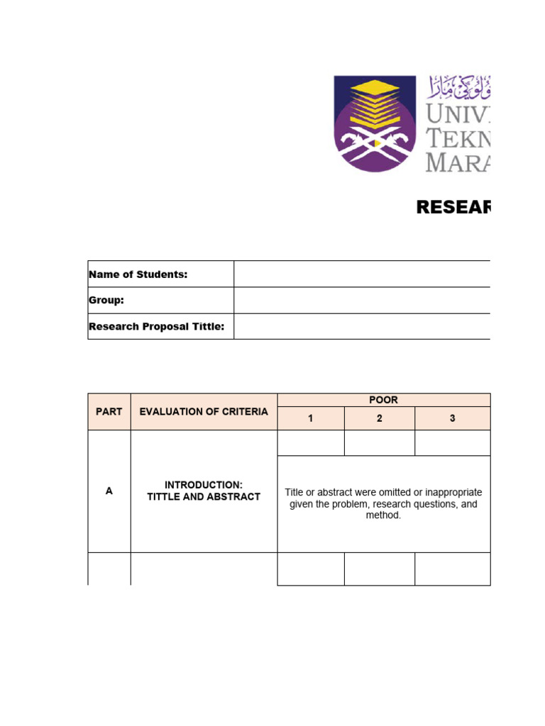 Rubric Research Proposal | PDF | Grammar | Logic