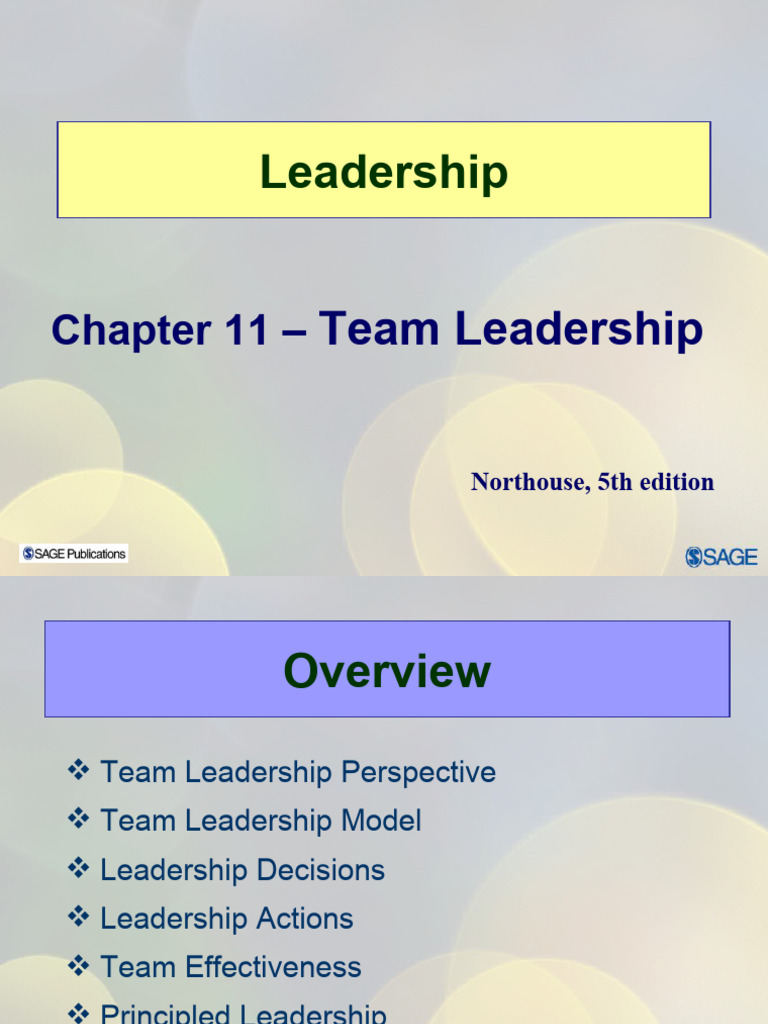 Leadership Chapter 6 TEAM LEADERSHIP | PDF | Leadership | Psychology