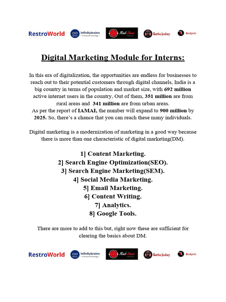Digital Marketing Essentials for Interns | PDF | Search Engine ...