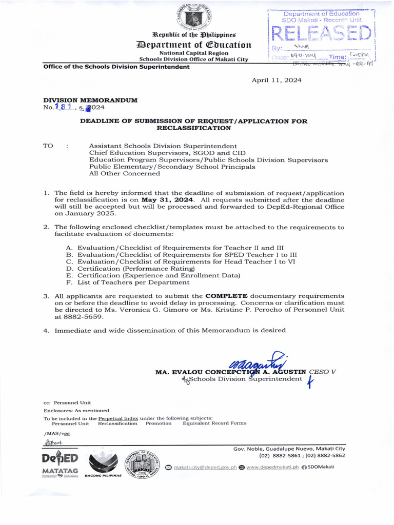 Deadline for Teacher Reclassification Requests | PDF