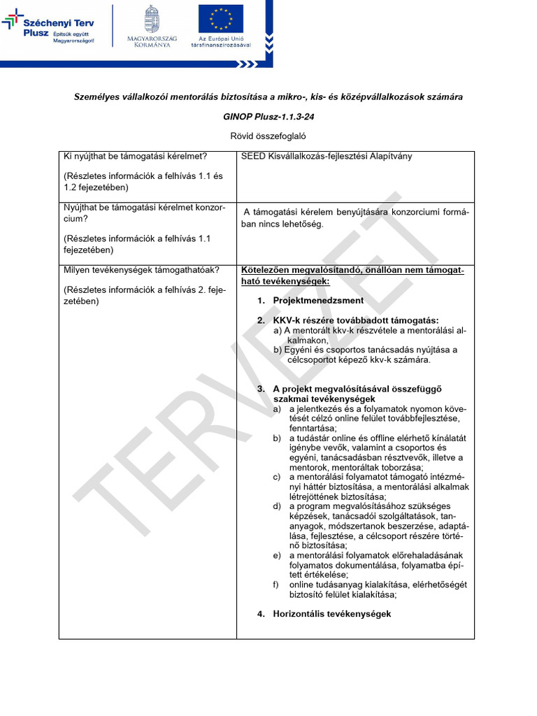 GINOP Plusz-1.1.3-24 - Felhivas | PDF