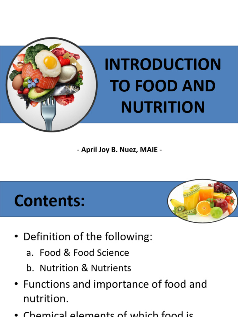 Introduction to Food and Nutrition | PDF | Foods | Nutrition