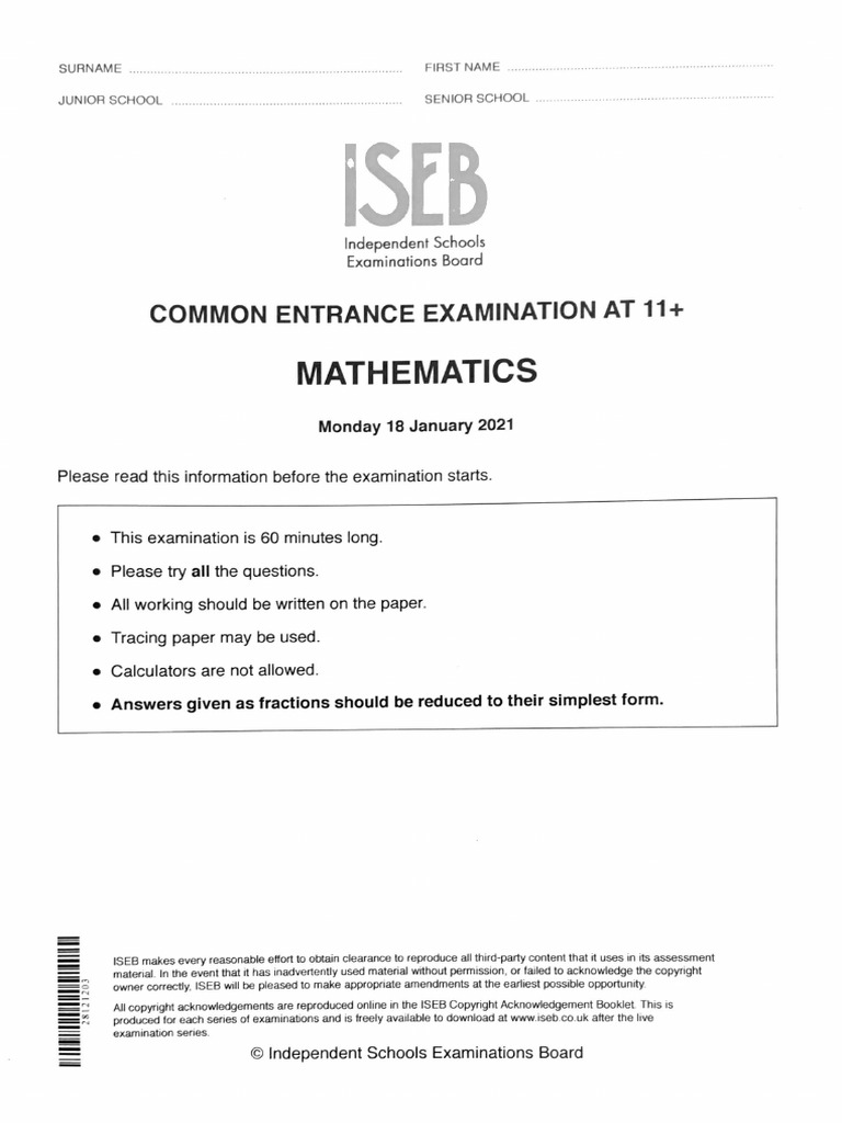 iSEB Jan 2021 Paper | PDF