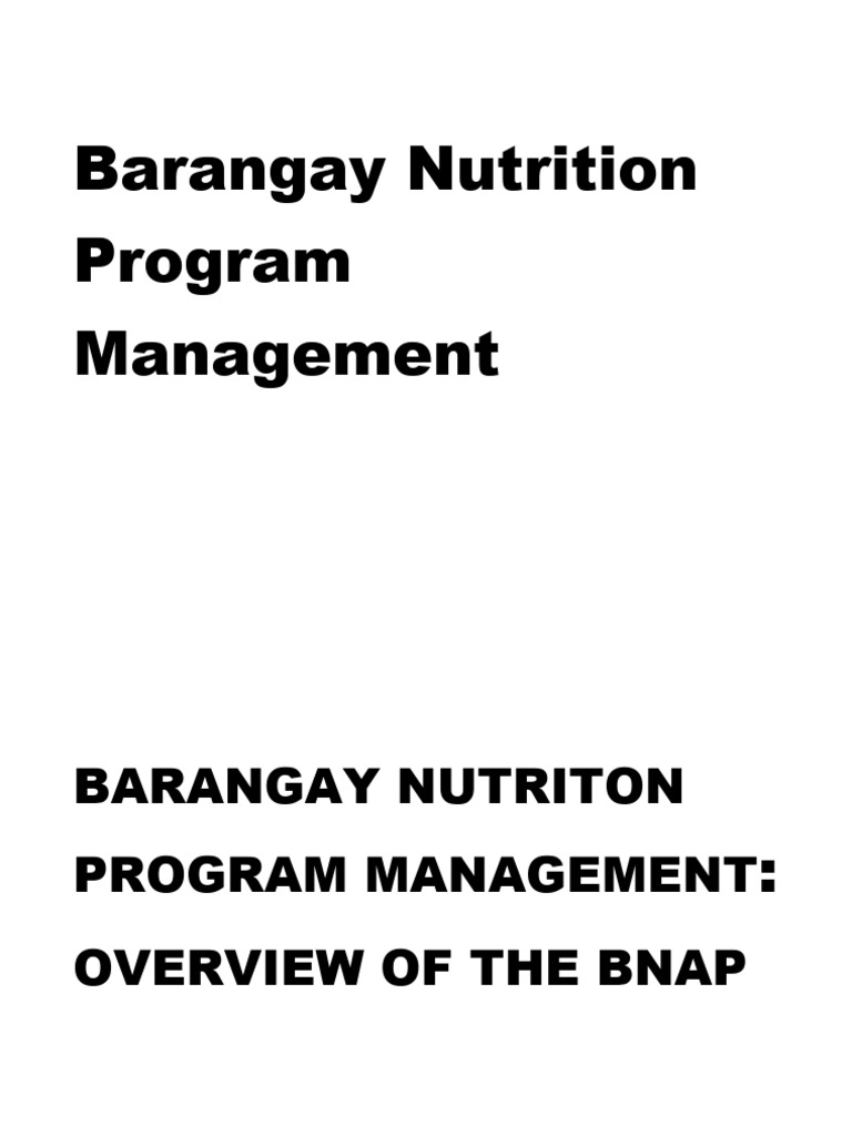 Barangay Nutrition Program Management | PDF