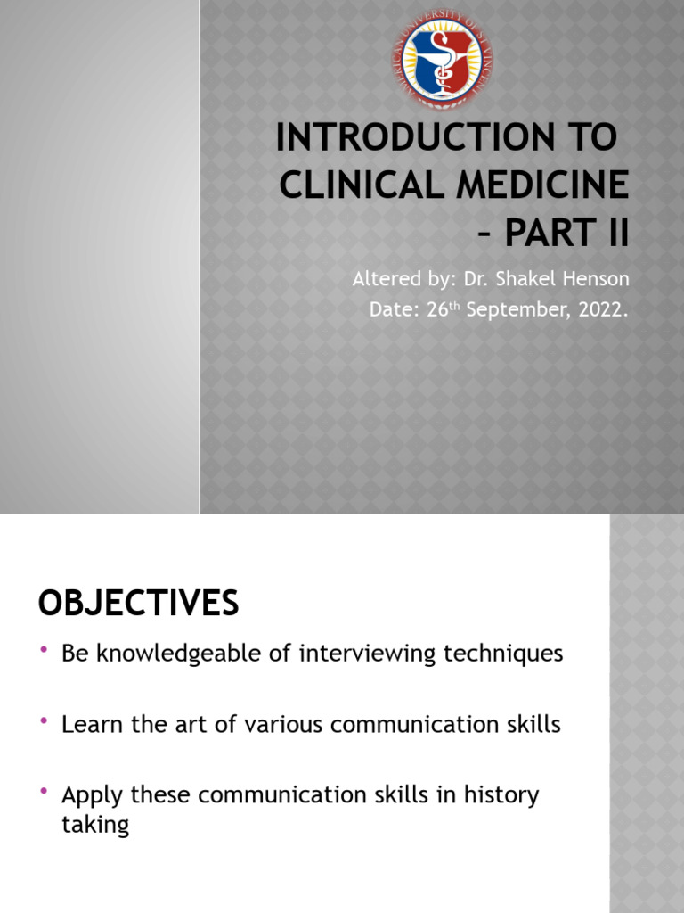 Week 4 - Day 1 - Introduction To Clinical Medicine - Part II | PDF ...