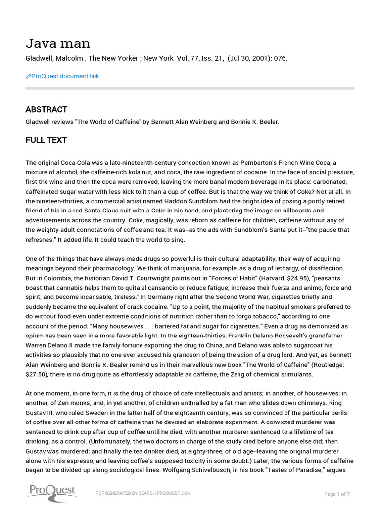 Gladwell Java Man | PDF | Caffeine | Coffee