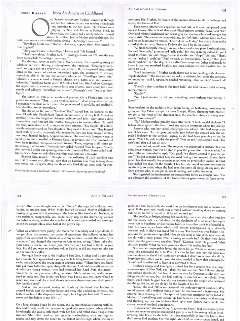 Dillard An American Childhood | PDF