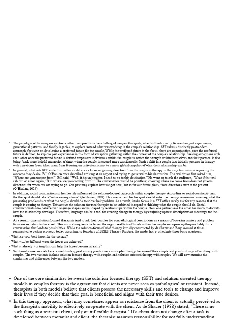 SFT Couples | PDF | Psychotherapy | Psychology