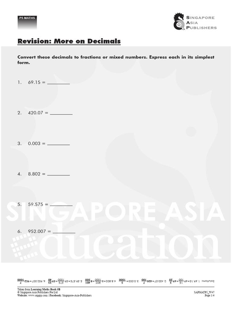 P5Maths Week 47 | PDF | Mathematics | Arithmetic