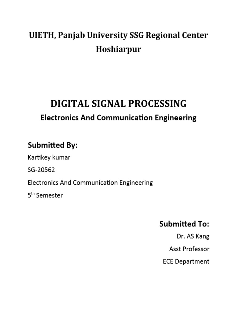 DSP 562 | PDF | Information And Communications Technology | Computer Engineering