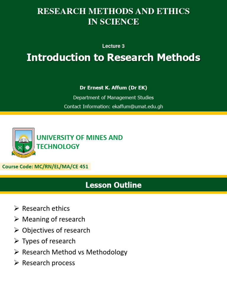Research Methods Lecture 3_Introduction to Research | PDF | Methodology ...