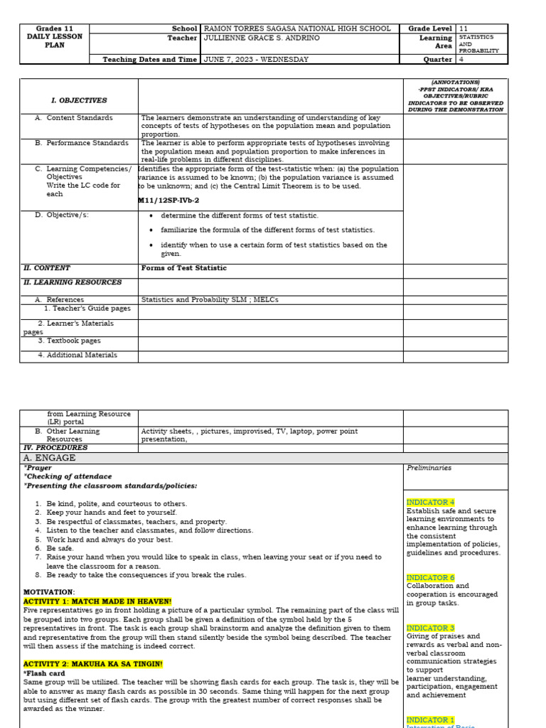 NEW COT 2022 YEN 4th- STAT | PDF | Student's T Test | Sample Size ...