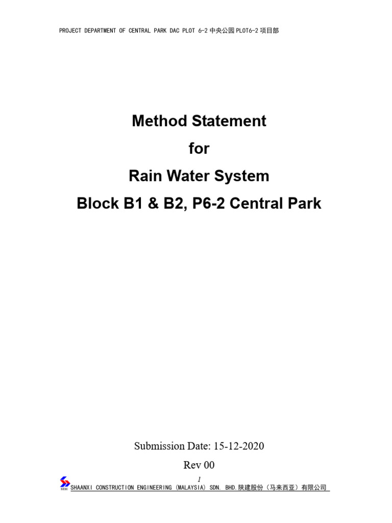 Method Statement for Rainwater System | PDF | Pipe (Fluid Conveyance ...