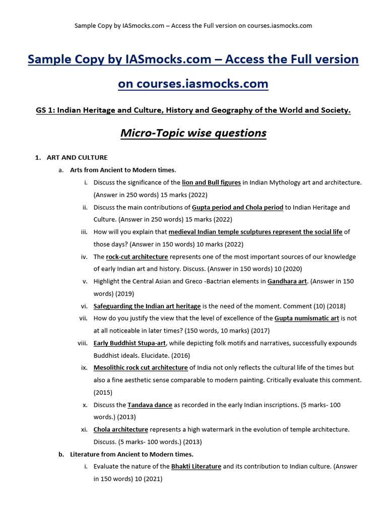 Micro-Topics PYQ Sorting GS1 | PDF | Decolonization | Indian Independence Movement