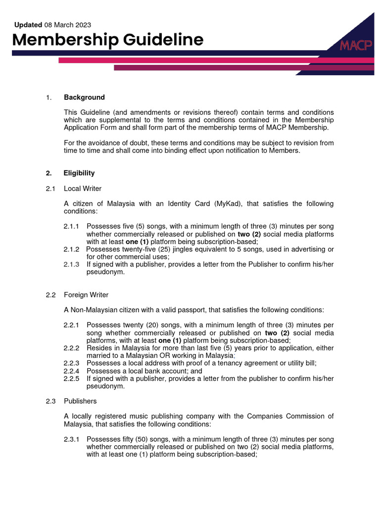 MACP Membership Eligibility Guidelines | PDF | Identity Document ...