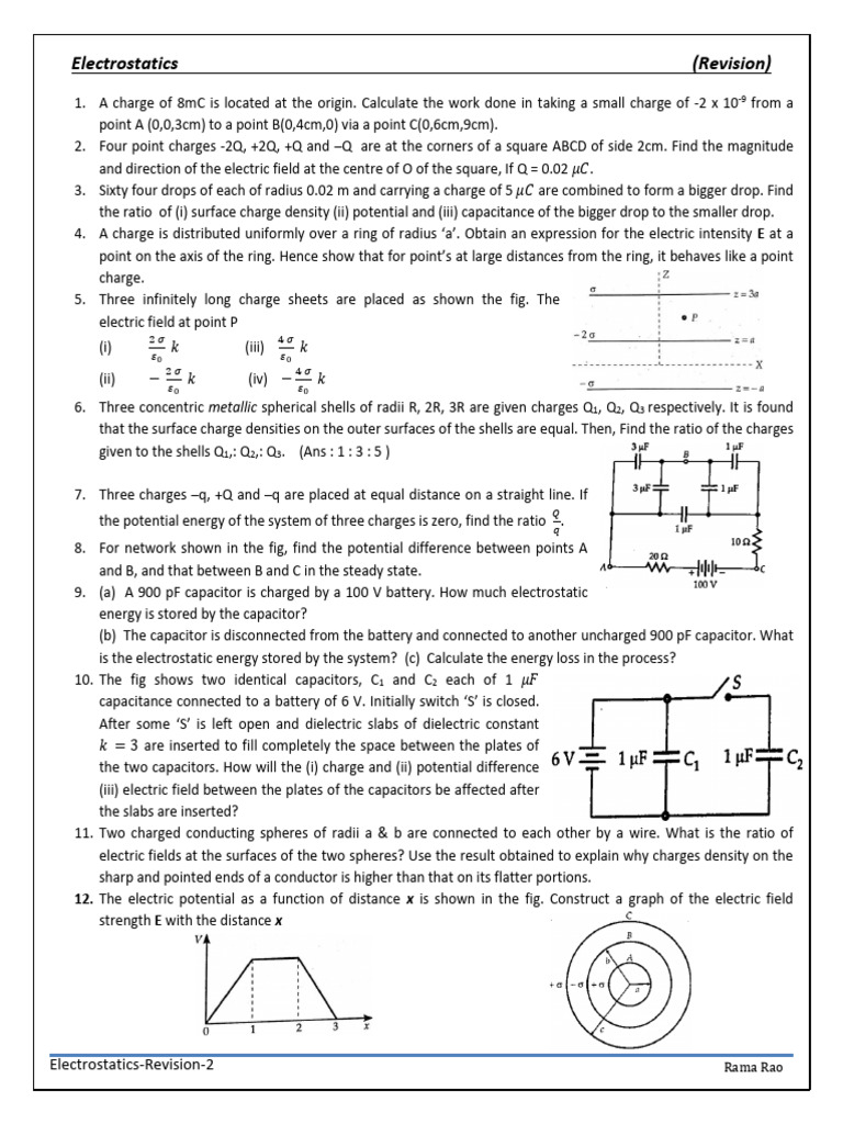ELECTROSTATICS-Rev Pract-2 | PDF | Capacitor | Materials Science