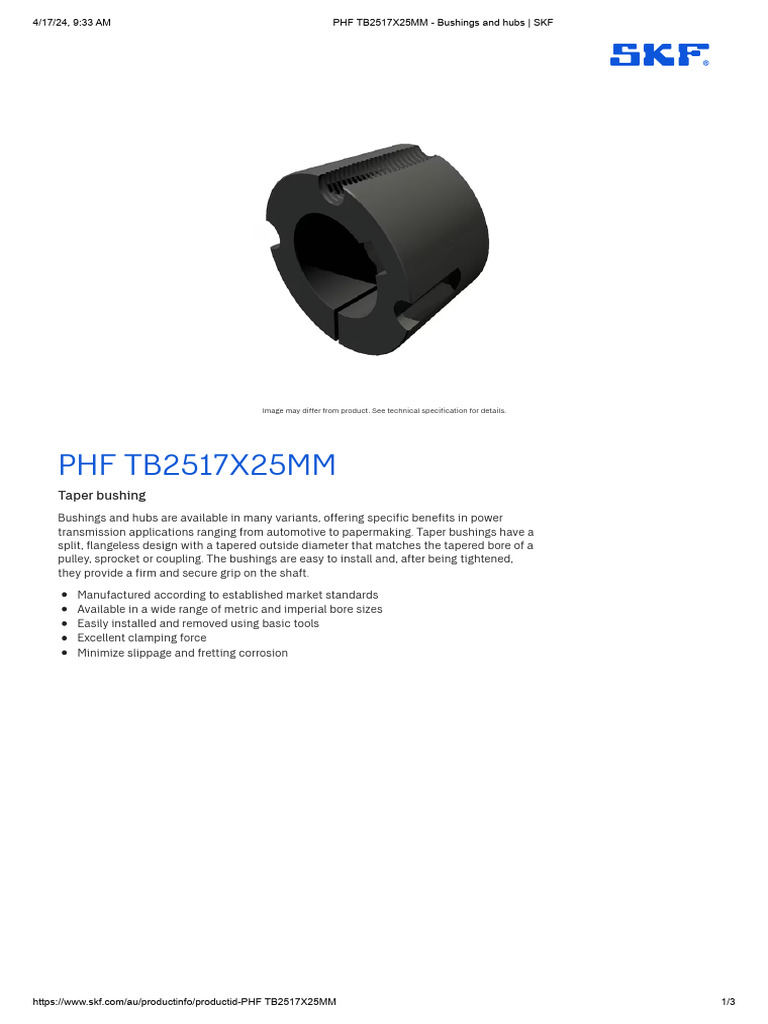 PHF TB2517X25MM - Bushings and Hubs - SKF | PDF | License | Application ...