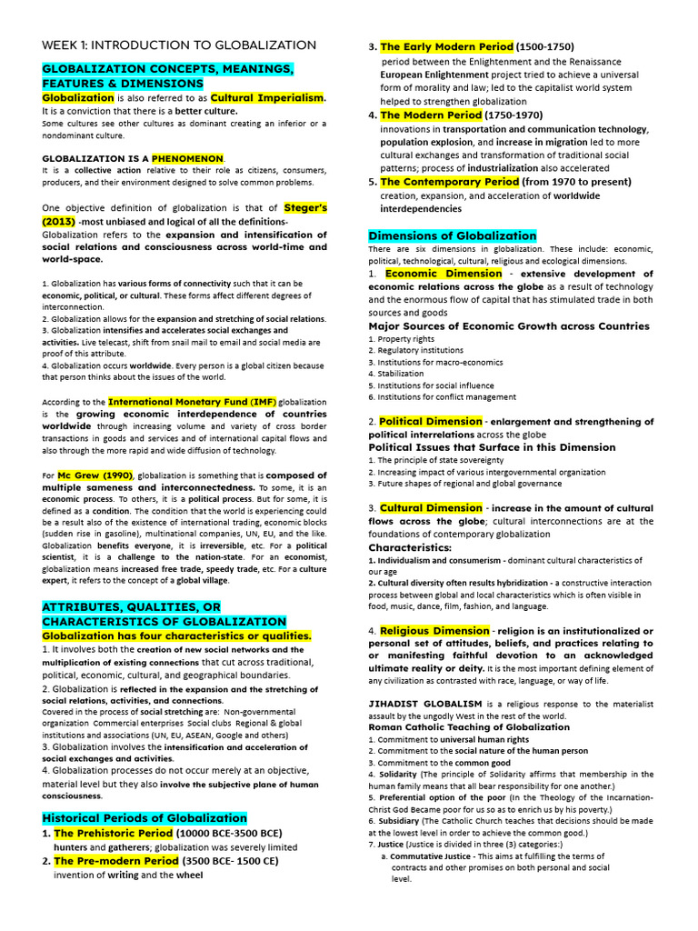 TCW Midterms Reviewer | PDF | Globalization | Monetary Policy
