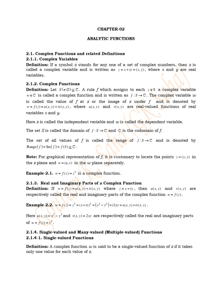 Chapter-2 - Analytic Function | Download Free PDF | Function ...
