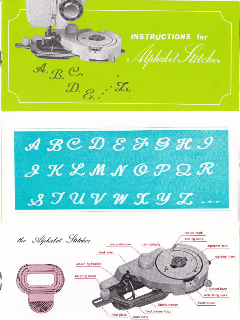 Kenmore Alphabet Stitcher Monogram Attachment Accessory Instruction ...
